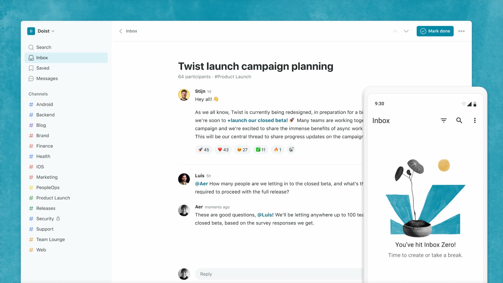 Twist: Organized work communication for flexible teams